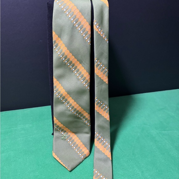 Accessories | Vintage Johnny Miller Tie Green And Orange Striped Mens ...